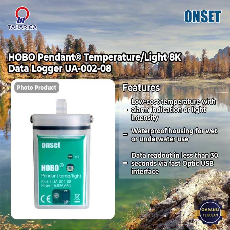 Jual HOBO Pendant® Temperature/Light 8K Data Logger UA-002-08 - PT TAHARICA