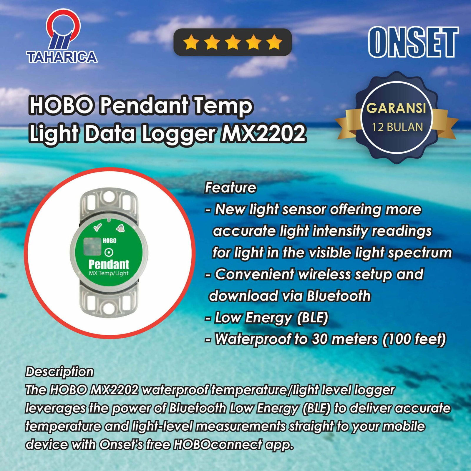 HOBO Pendant® MX Temperature/Light Data Logger - PT TAHARICA